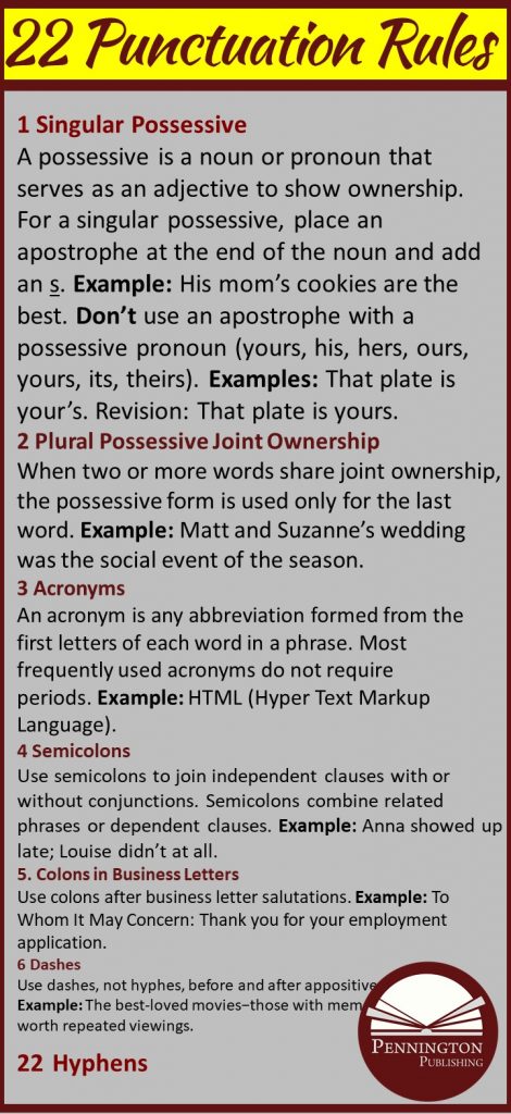 22 Punctuation Rules | Pennington Publishing Blog