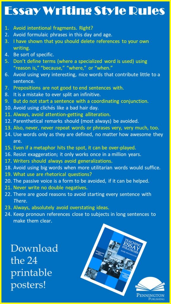 Essay Writing Style Rules Pennington Publishing Blog Essay Writing Style Rules Pennington Publishing Blog